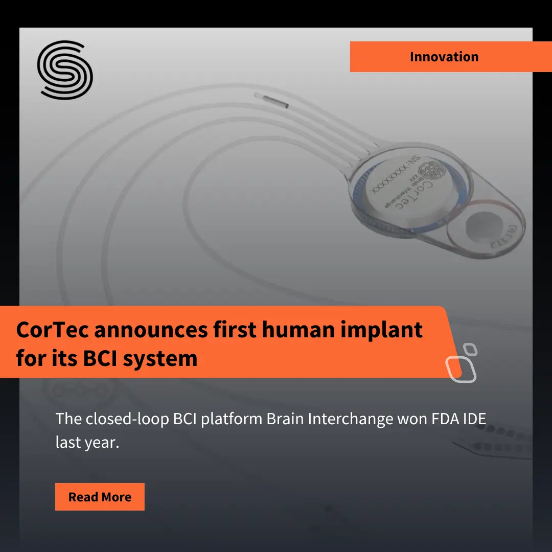 CorTec announces first human implant for its BCI system